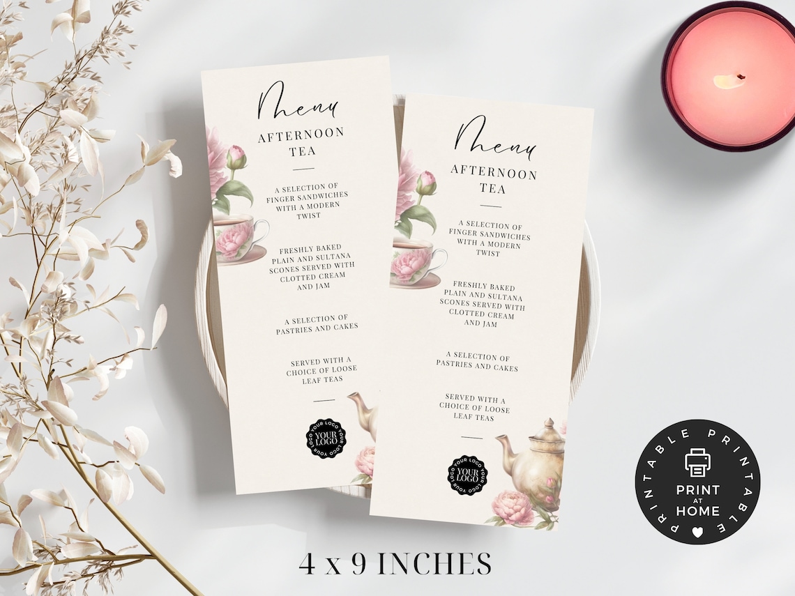 Afternoon Tea Menu Template, Canva Restaurant Menu, INSTANT DOWNLOAD ...