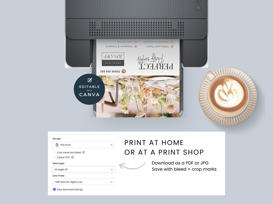 Party Rental Flyer Template, DIY Leaflet for Party Equipment Hire ...