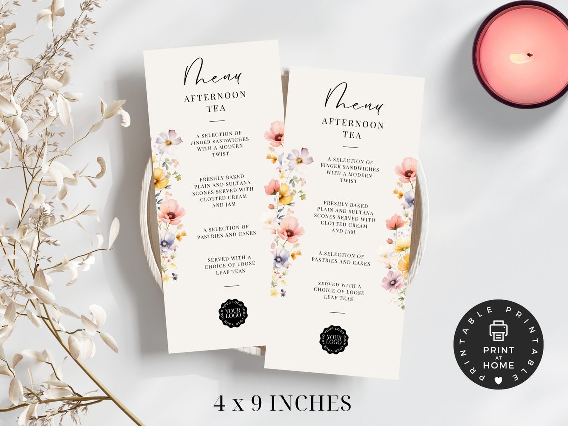 Afternoon Tea Menu Template, Canva Restaurant Menu, INSTANT DOWNLOAD ...