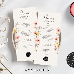 Afternoon Tea Menu Template, Canva Restaurant Menu, INSTANT DOWNLOAD ...
