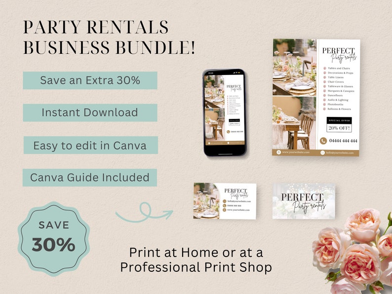 Party Rentals Business Bundle, Party Rental Flyer Template, DIY ...