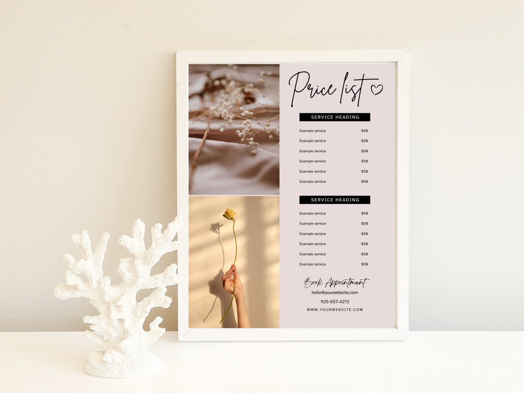 Minimalistic Price List Template, DIY Minimal Price List, Canva ...