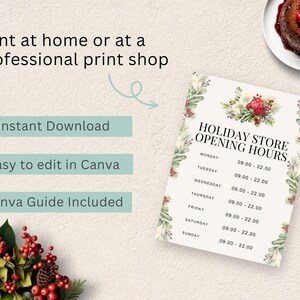 Holiday Store Opening Hours, Christmas Business Sign Template, INSTANT ...