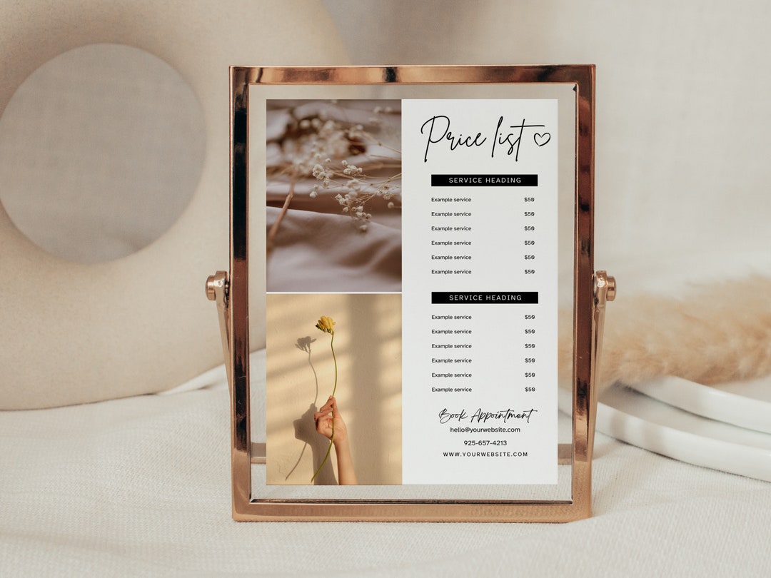 Minimalistic Price List Template, DIY Minimal Price List, Canva ...