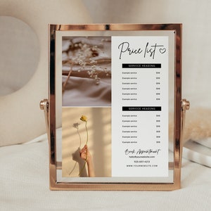 Minimalistic Price List Template, DIY Minimal Price List, Canva ...