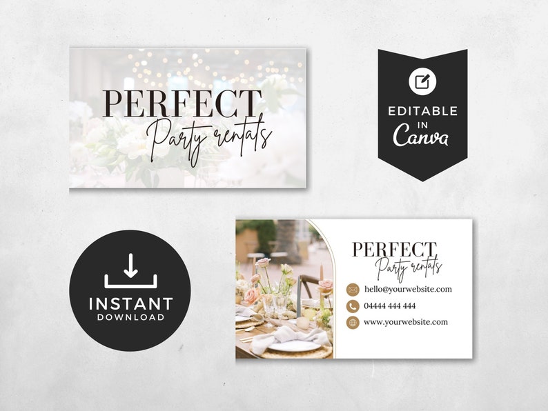 Party Rental Business Card Template, Editable in Canva, Instant ...