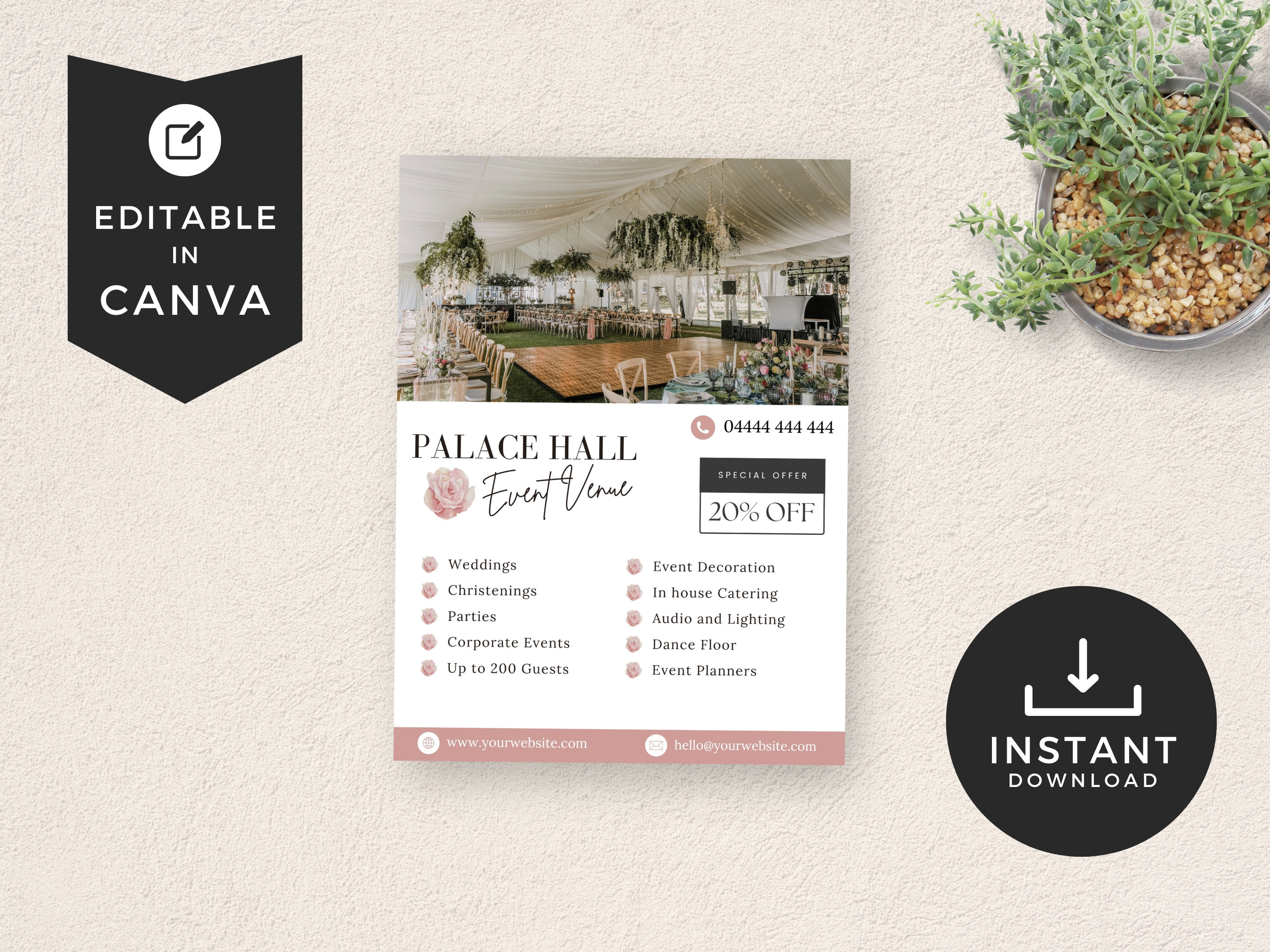 Event Space Rental Flyer, Event Venue Flyer, DIY Leaflet for Venue ...