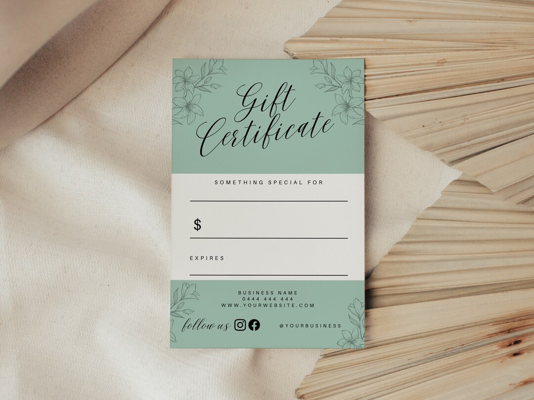 Small Business Gift Certificate Template, Instant Download, Printable ...