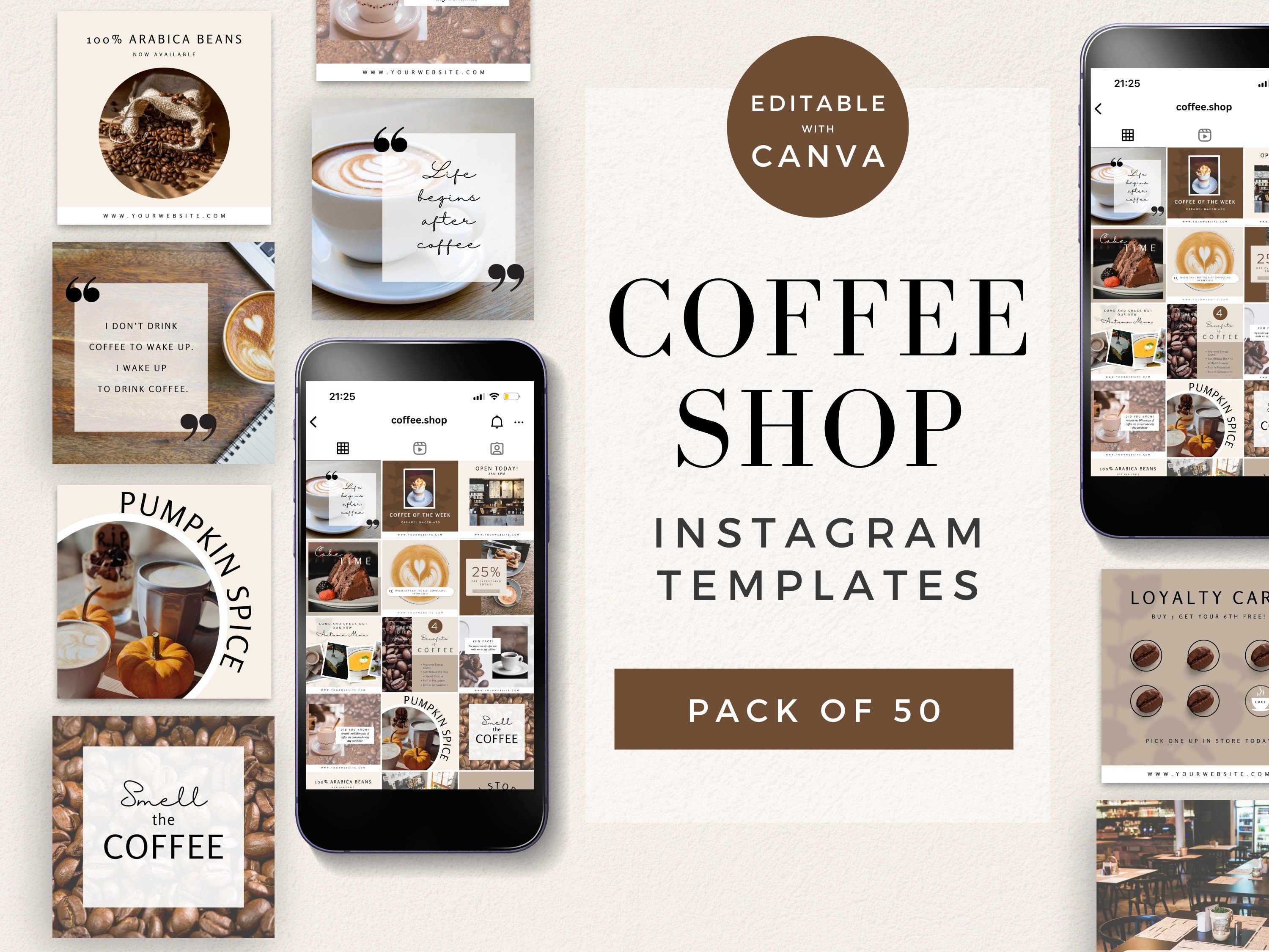Coffee Instagram Template Posts, Social Media Posts for Coffee Shops ...