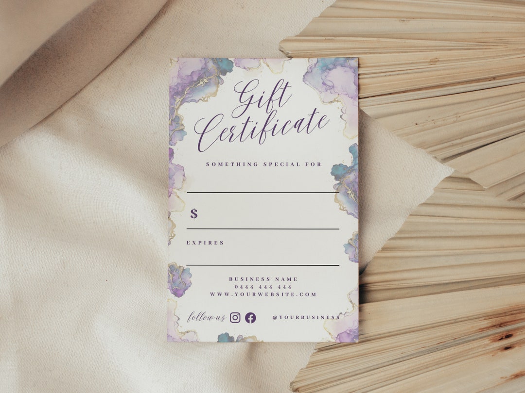 Small Business Gift Certificate Template, Instant Download, Printable ...