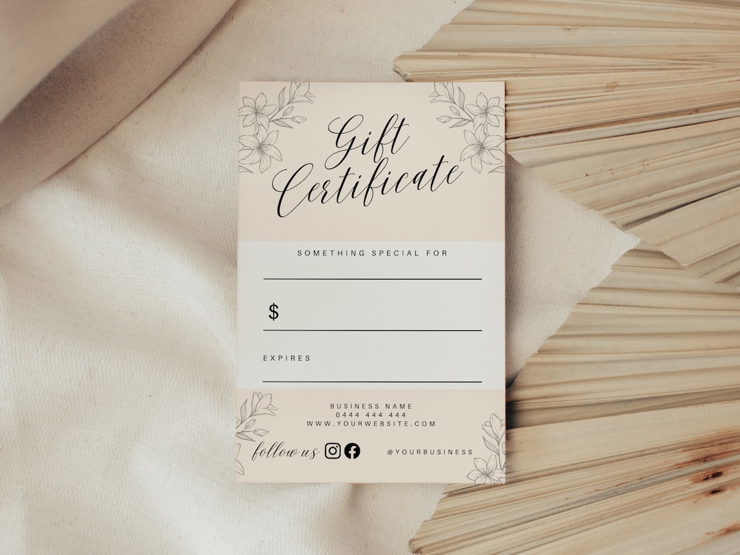 Small Business Gift Certificate Template, Instant Download, Printable ...