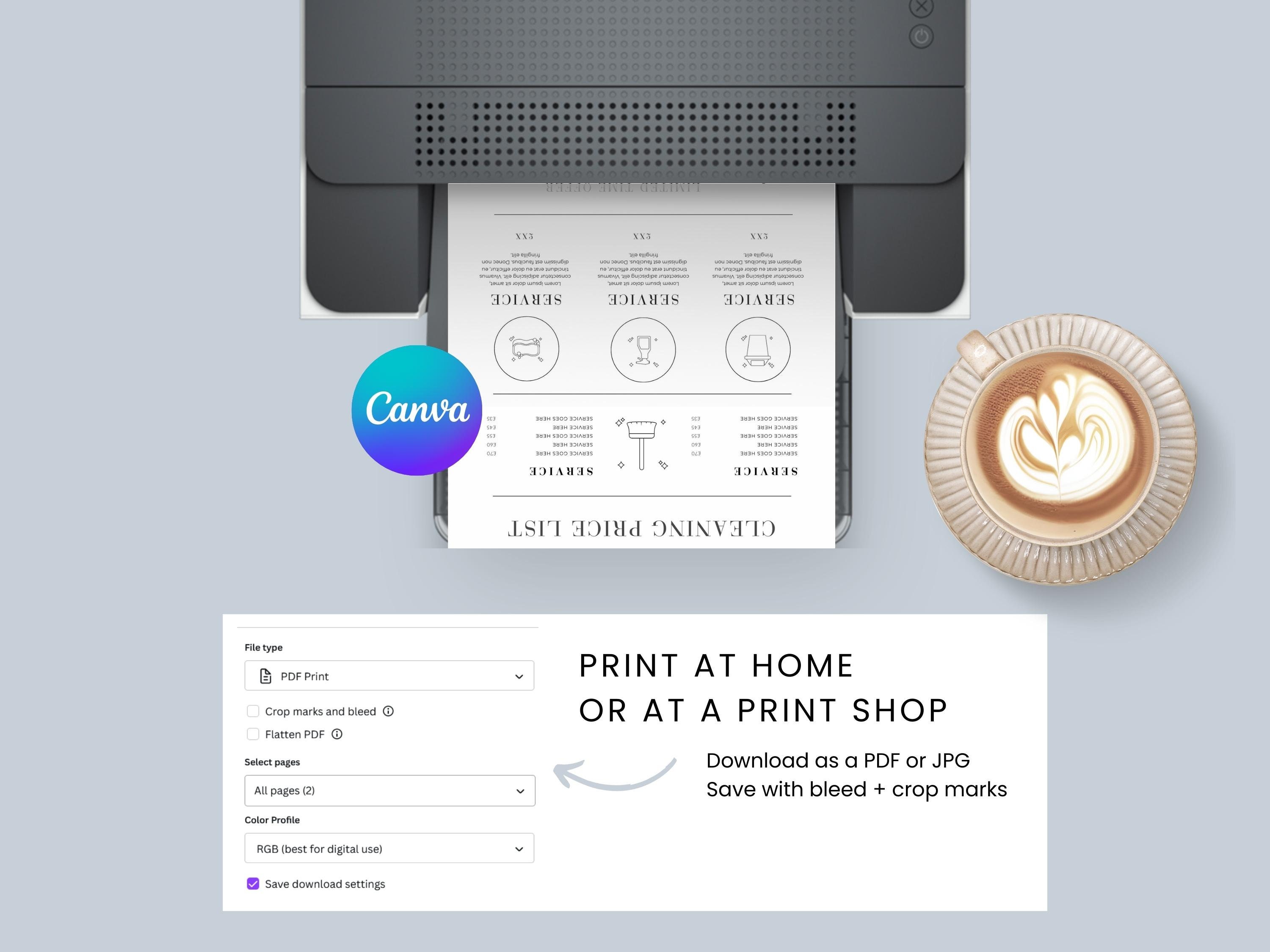 Price List Template for Cleaning Services, Editable Canva Template, DIY ...