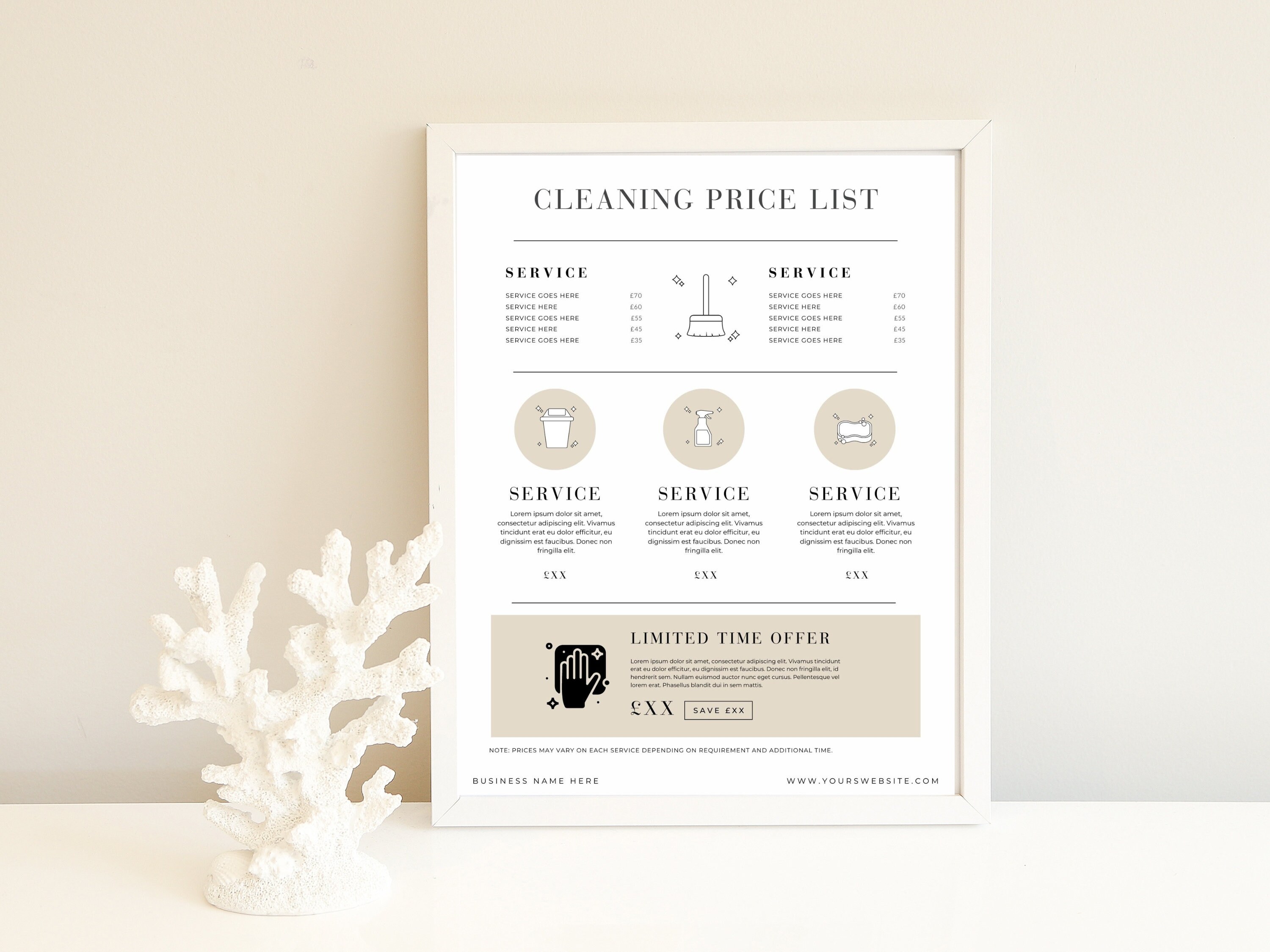Price List Template for Cleaning Services, Editable Canva Template, DIY ...