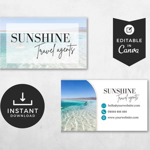 Travel Agent Business Card Template, Printable Business Cards, DIY ...