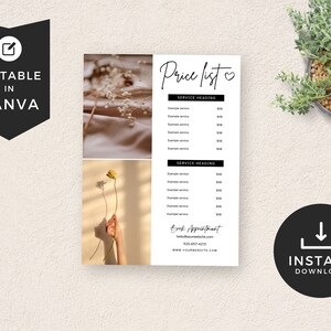 Minimalistic Price List Template, DIY Minimal Price List, Canva ...