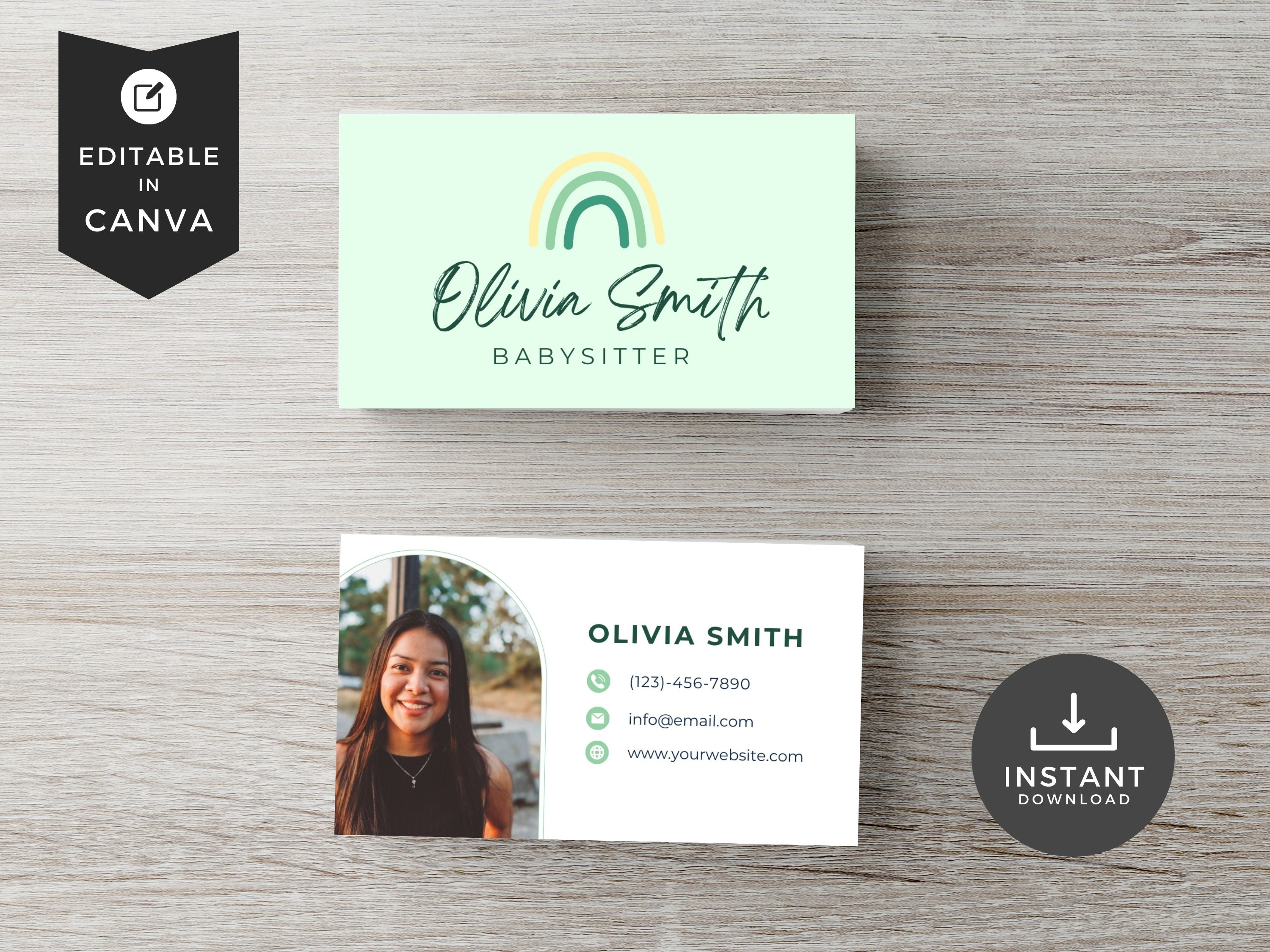 Babysitting Business Cards, DIY Card for Babysitter, Instant Download ...
