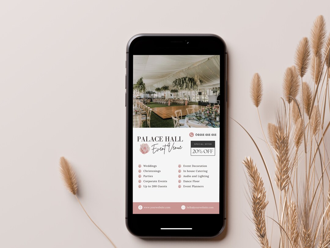 Event Venue Digital Flyer, INSTANT DOWNLOAD, Leaflet for Wedding Venue ...