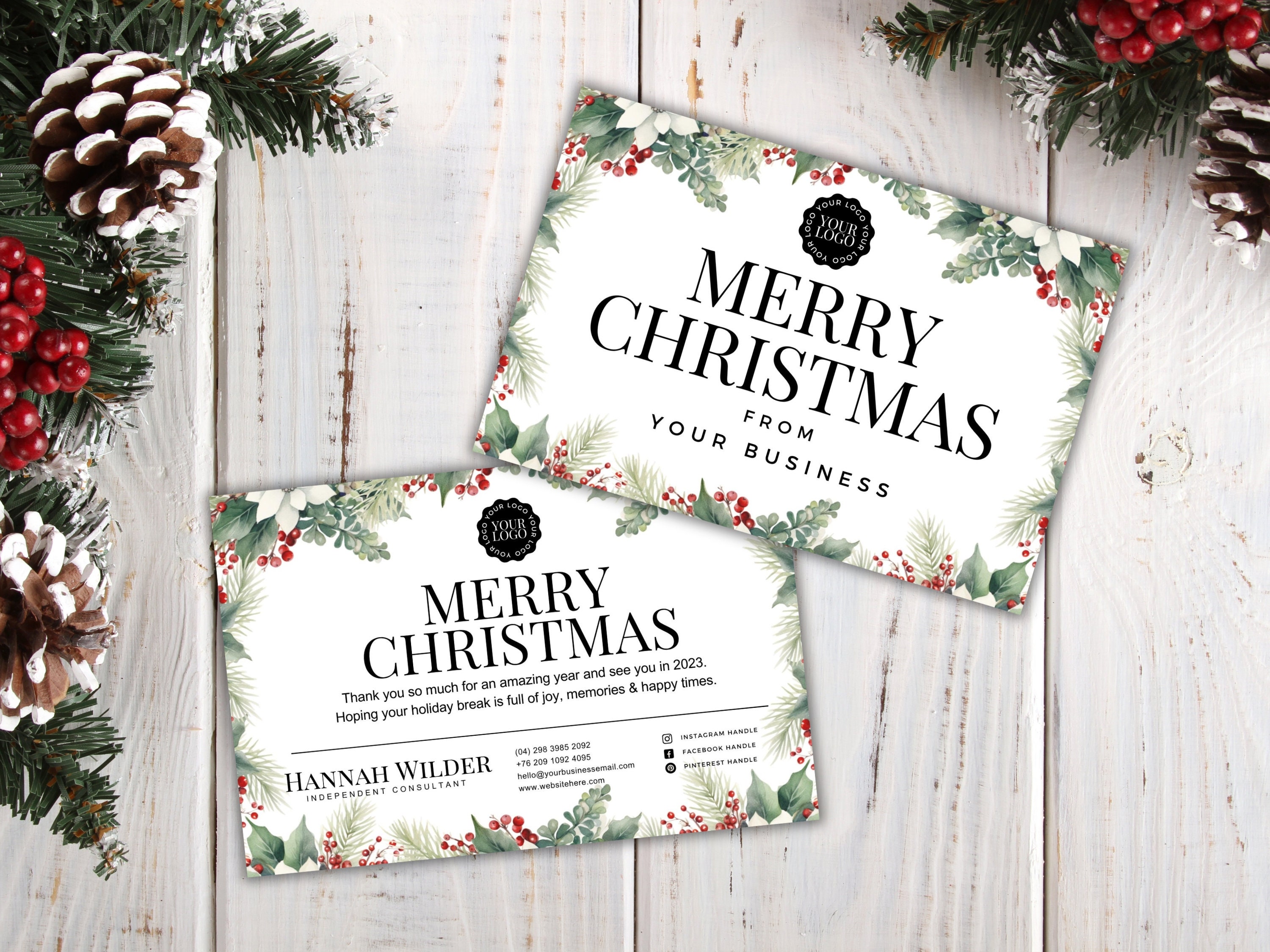 Company Business Christmas Cards, Happy Holidays Card for Clients ...