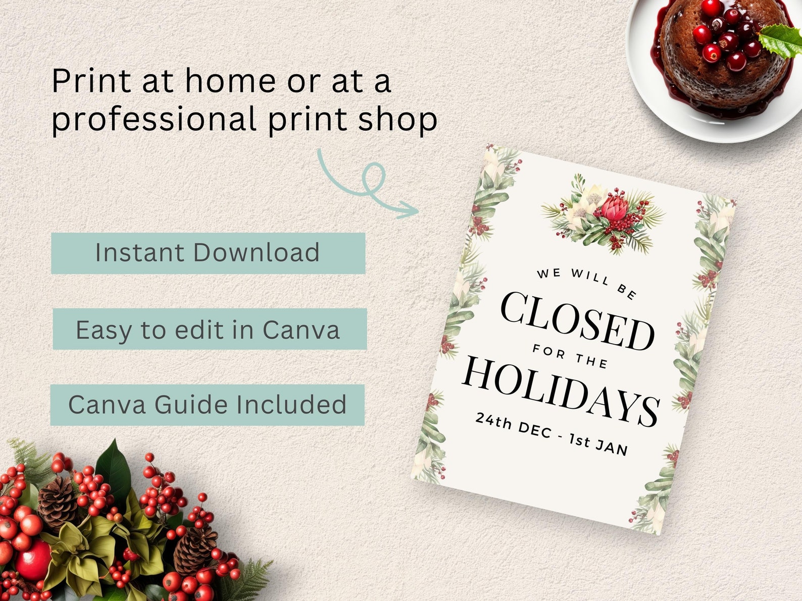 We Are Closed for the Holidays Sign, Christmas Store Opening Hours ...