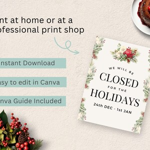 We Are Closed for the Holidays Sign, Christmas Store Opening Hours ...