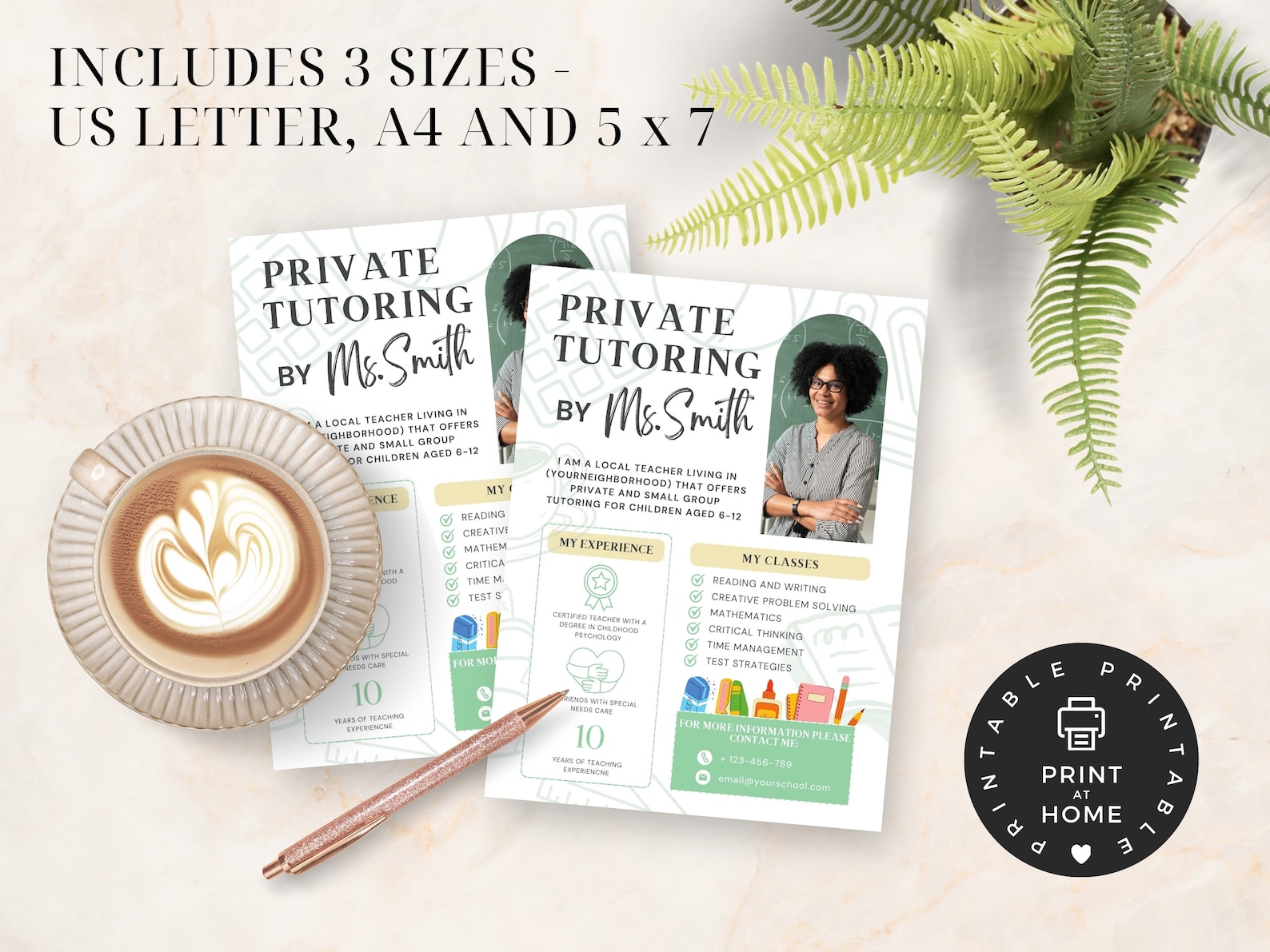 Tutoring Flyer Template, Editable Leaflet for Tutor, INSTANT DOWNLOAD ...