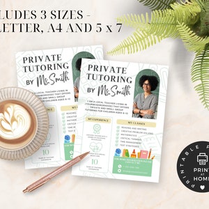 Tutoring Flyer Template, Editable Leaflet for Tutor, INSTANT DOWNLOAD ...