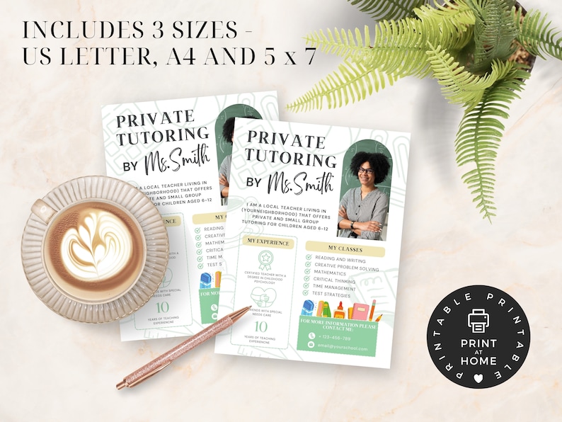 Tutoring Flyer Template, Editable Leaflet for Tutor, INSTANT DOWNLOAD ...