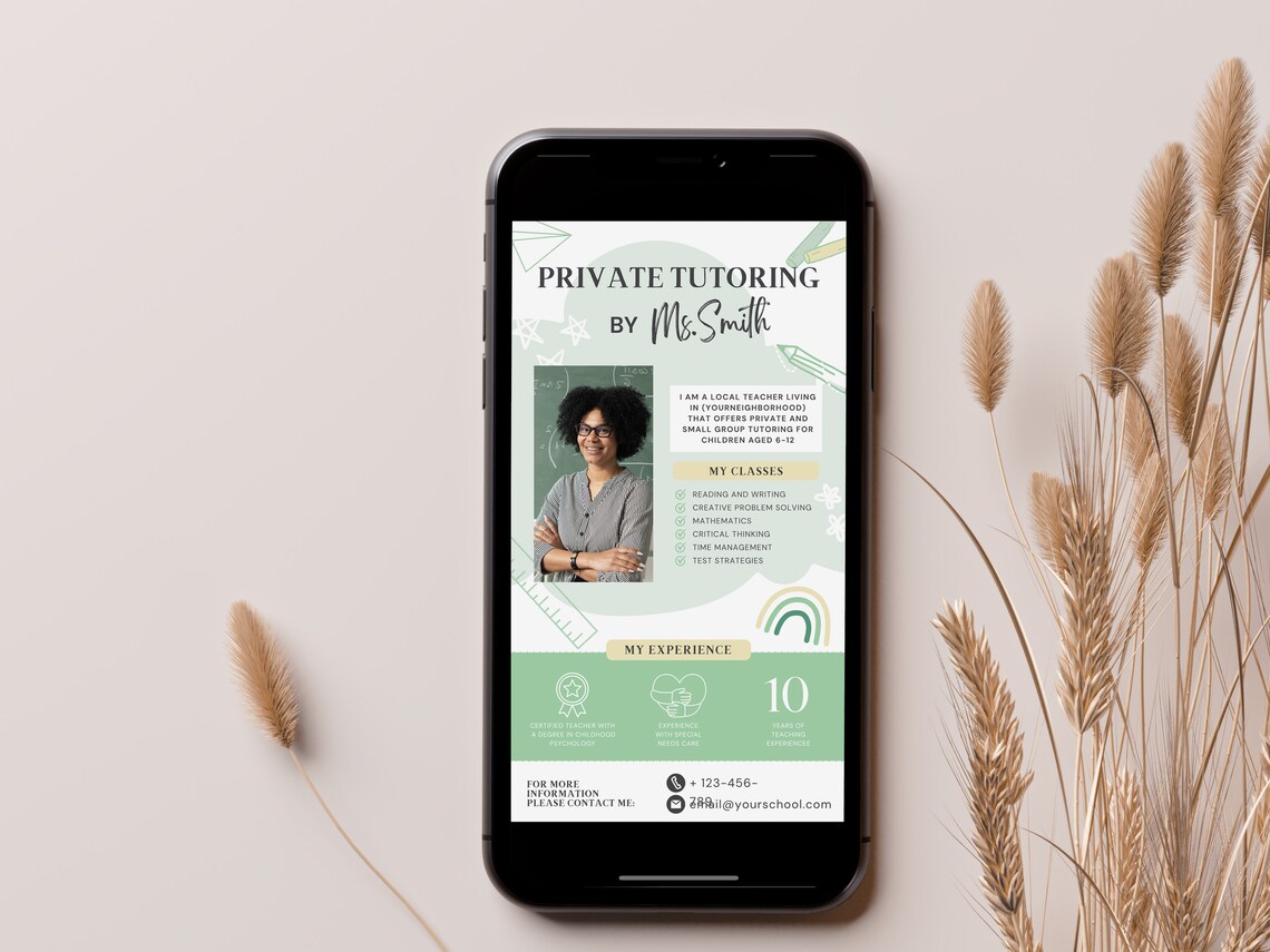 Tutoring Digital Flyer Template, Editable Canva Template for Tutor ...