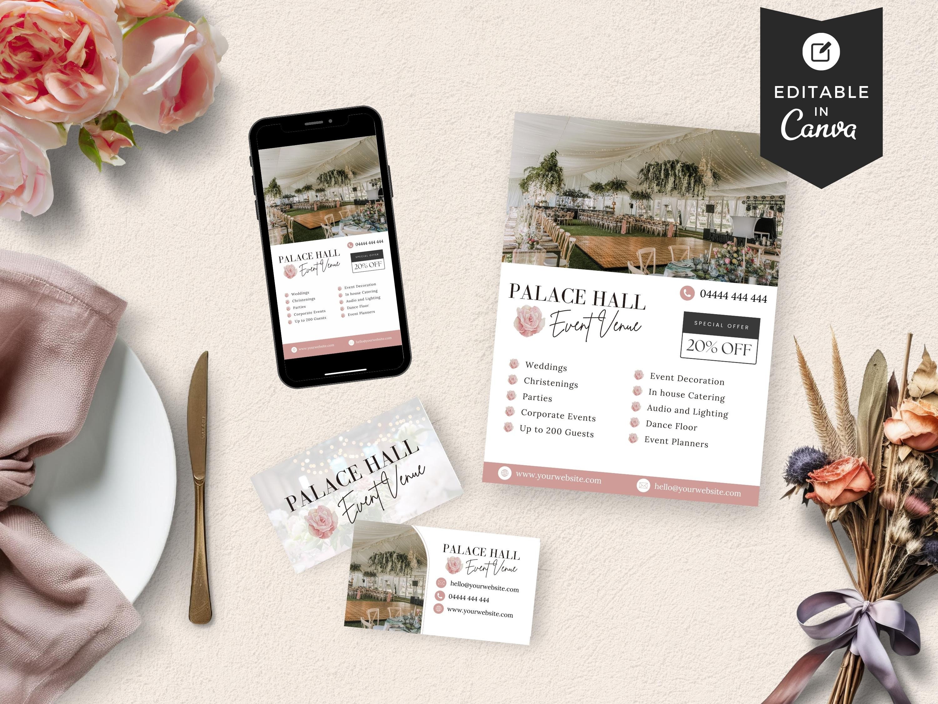 Event Venue Marketing Bundle, INSTANT DOWNLOAD, Diy Business Card ...