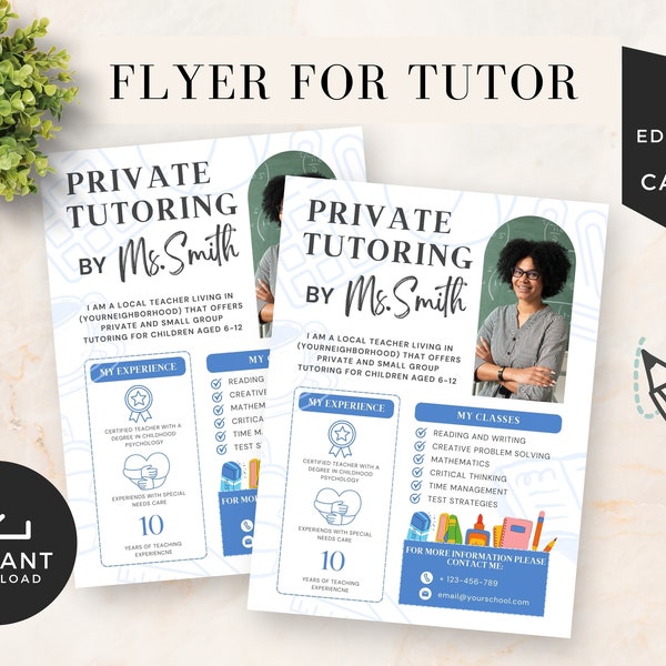 Tutoring Flyer - Etsy