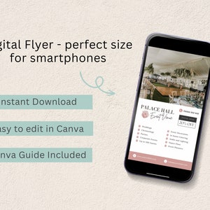 Event Venue Digital Flyer, INSTANT DOWNLOAD, Leaflet for Wedding Venue ...