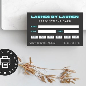 Printable Appointment Card for Lash Tech, DIY Appointment Reminder Card ...