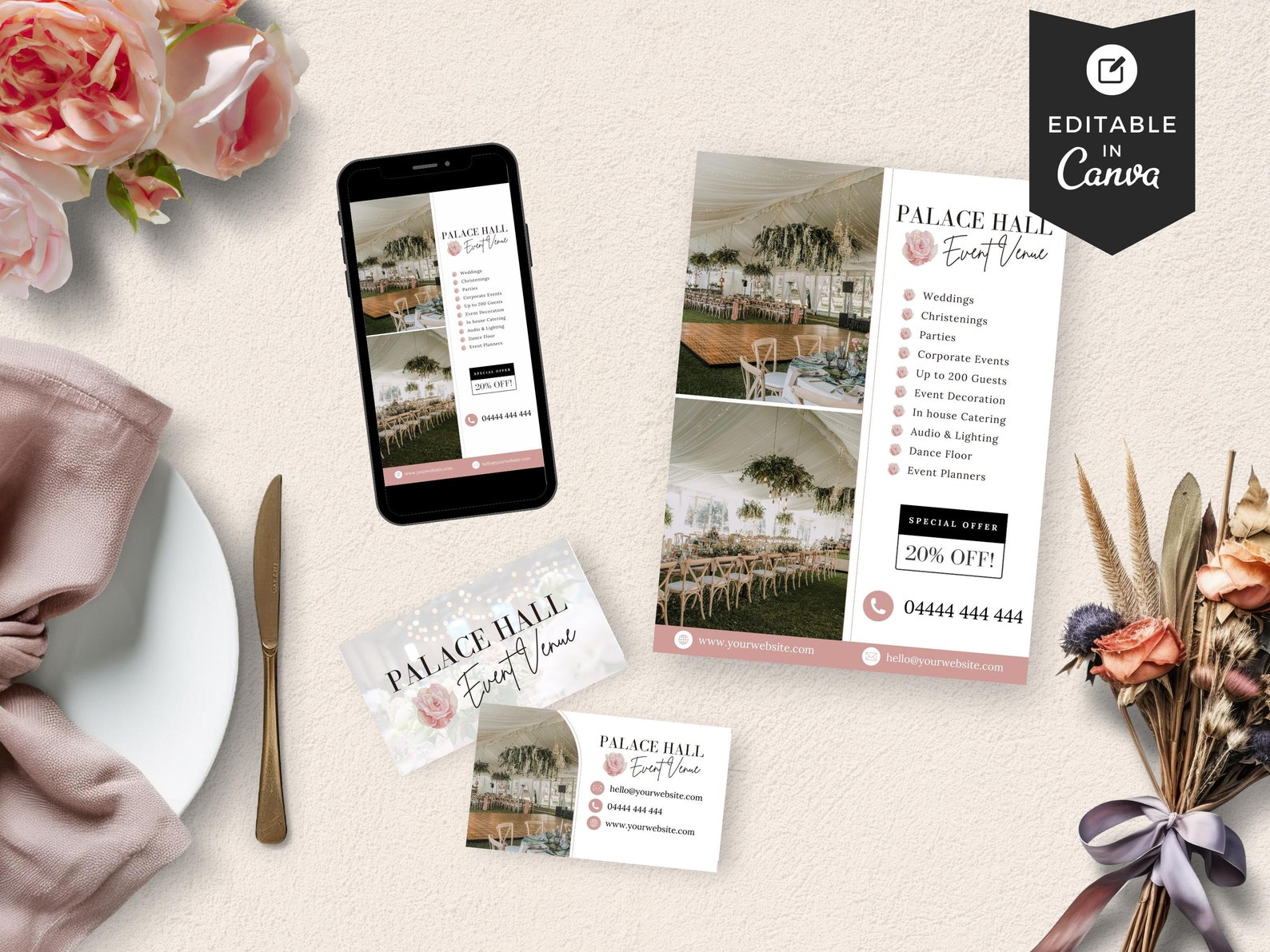 Event Venue Marketing Bundle, INSTANT DOWNLOAD, Diy Business Card ...