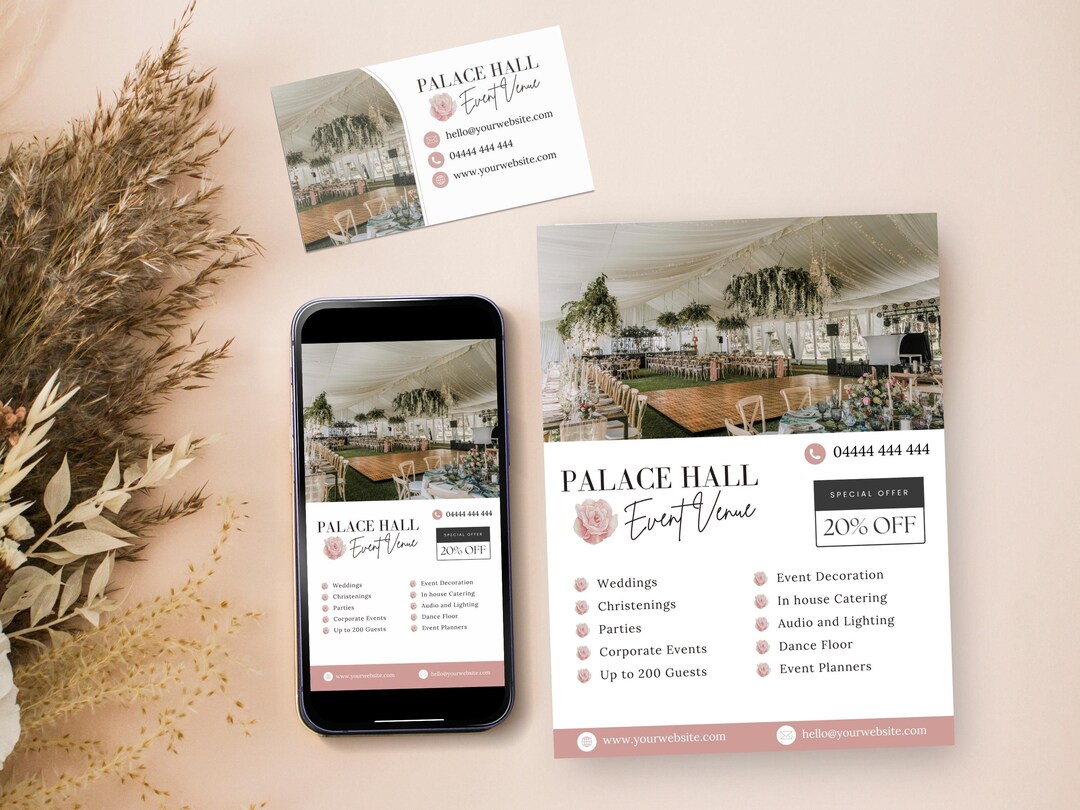 Event Venue Marketing Bundle, INSTANT DOWNLOAD, Diy Business Card ...