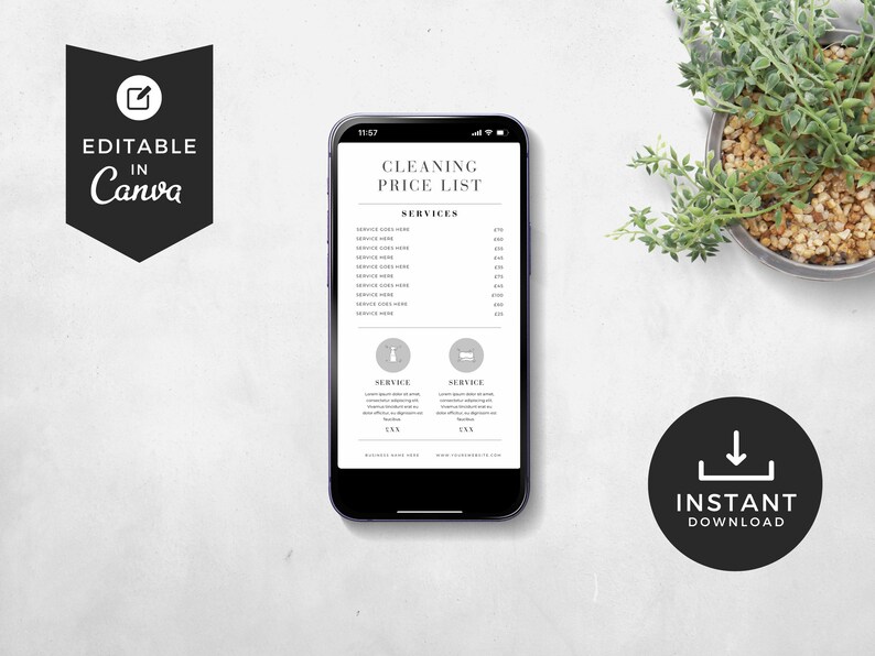 Digital Price List Template for Cleaning Business, Editable Canva ...