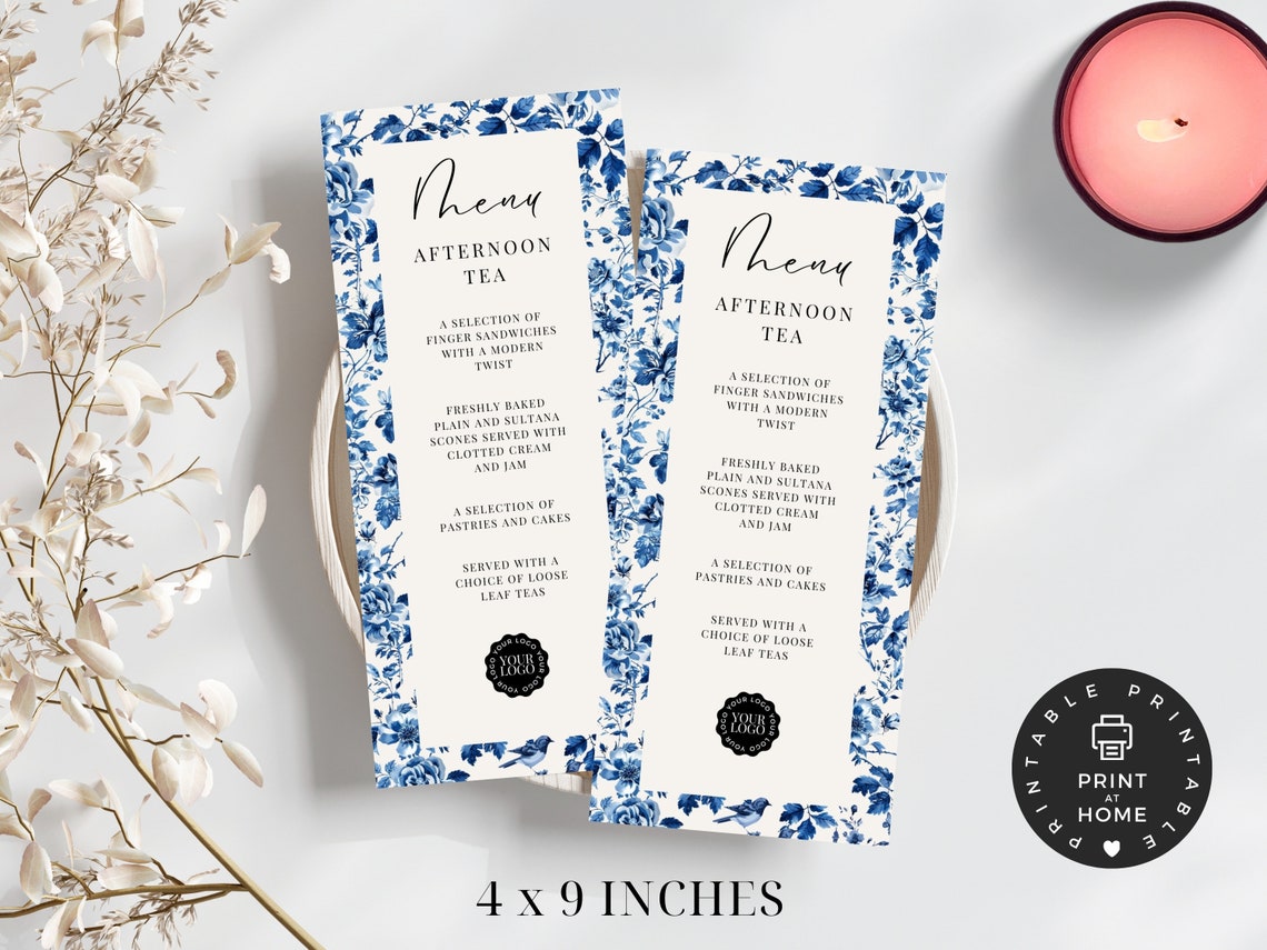 Afternoon Tea Menu Template, Canva Restaurant Menu, INSTANT DOWNLOAD ...