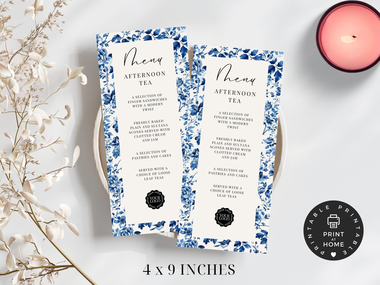 Afternoon Tea Menu Template, Canva Restaurant Menu, INSTANT DOWNLOAD ...