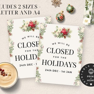 We Are Closed for the Holidays Sign, Christmas Store Opening Hours ...