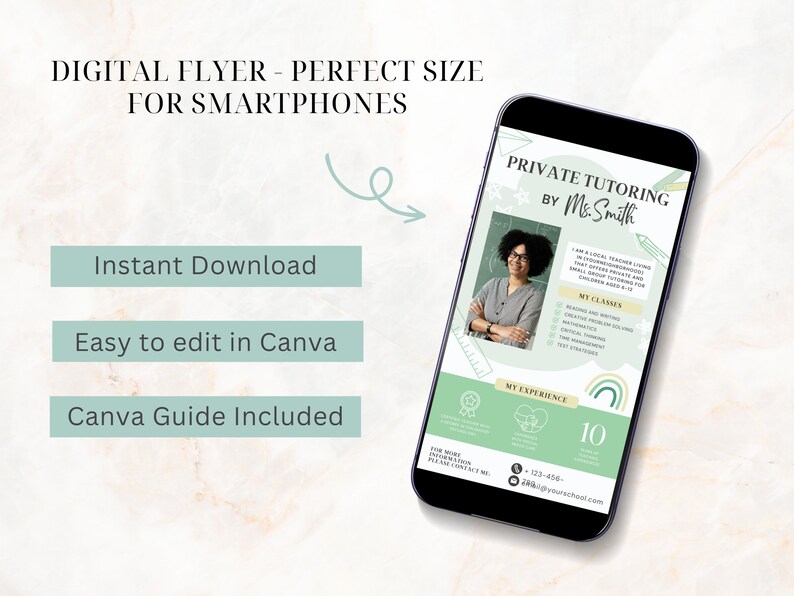 Tutoring Digital Flyer Template, Editable Canva Template for Tutor ...