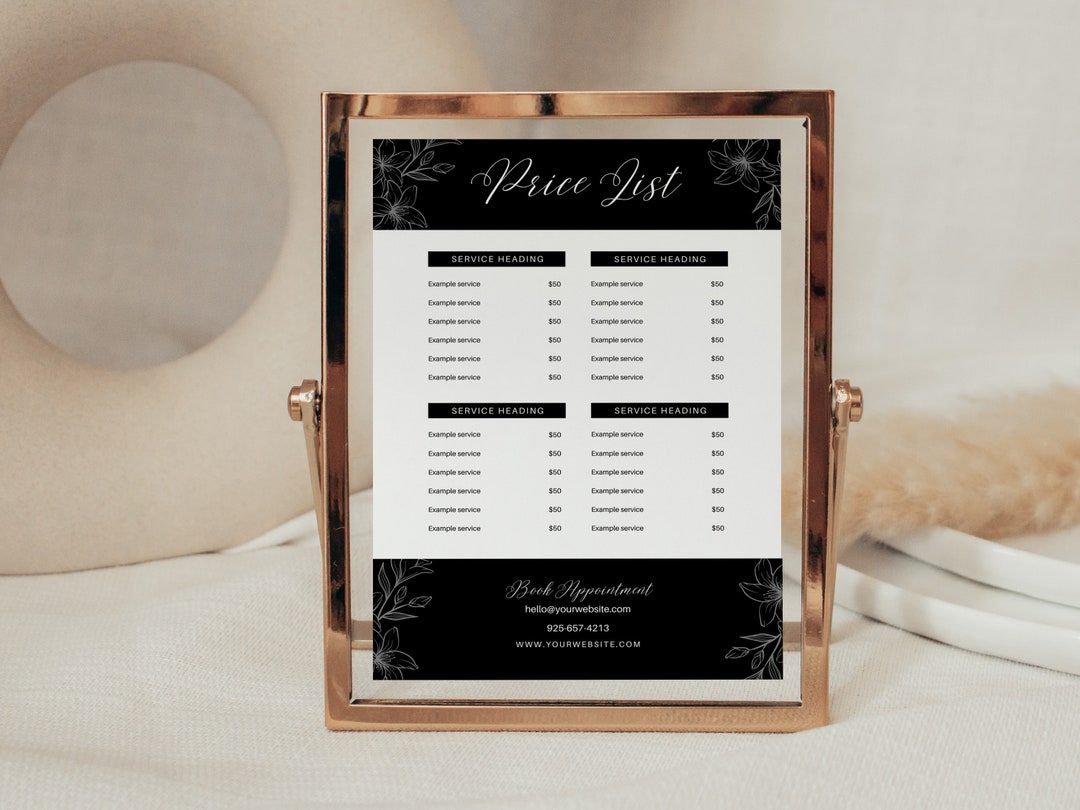 Small Business Price List Template, Editable Canva Template, DIY Price ...