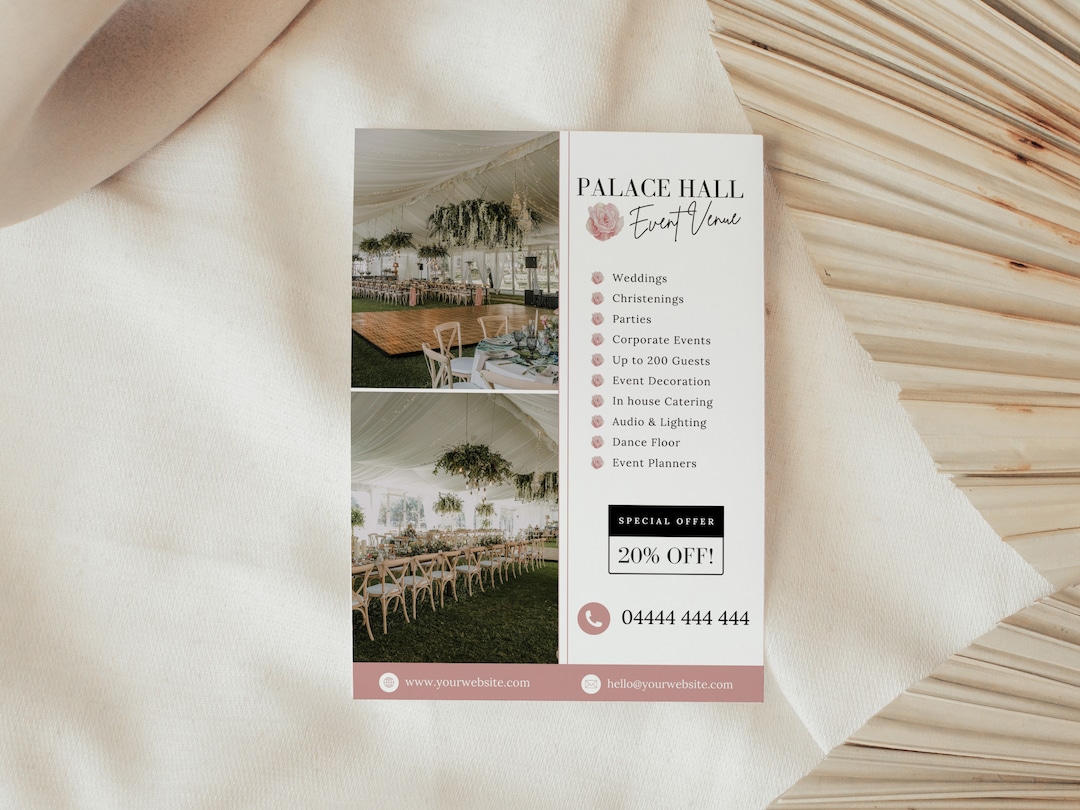 Event Space Rental Flyer, Event Venue Flyer, DIY Leaflet for Venue ...