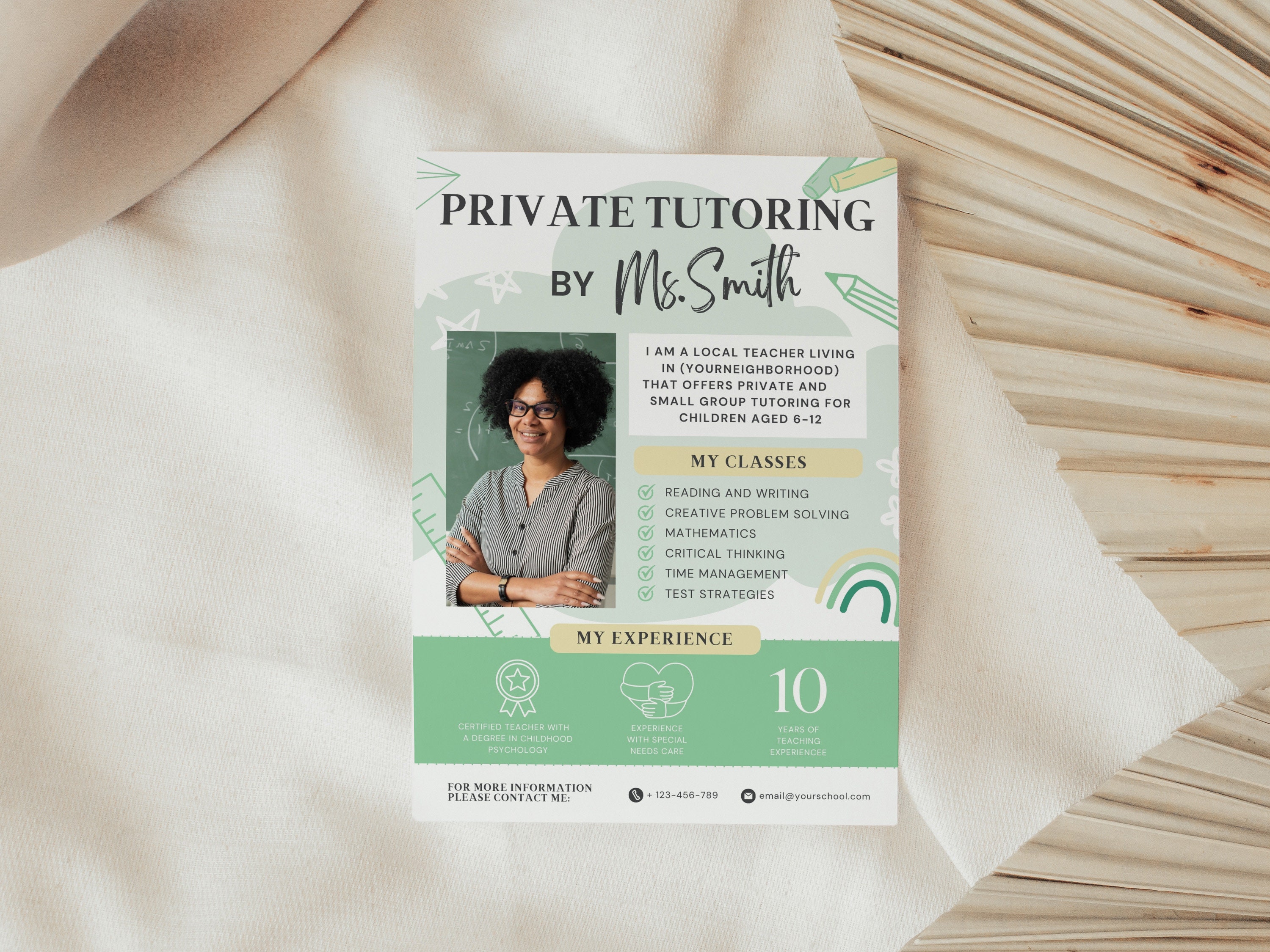 Tutoring Flyer Template, Editable Leaflet for Tutor, INSTANT DOWNLOAD ...