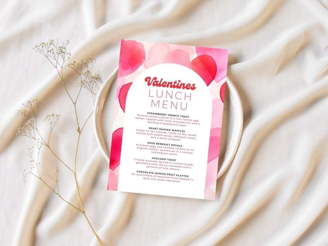 Editable Valentines Day Menu, Printable Set Menu, INSTANT DOWNLOAD ...