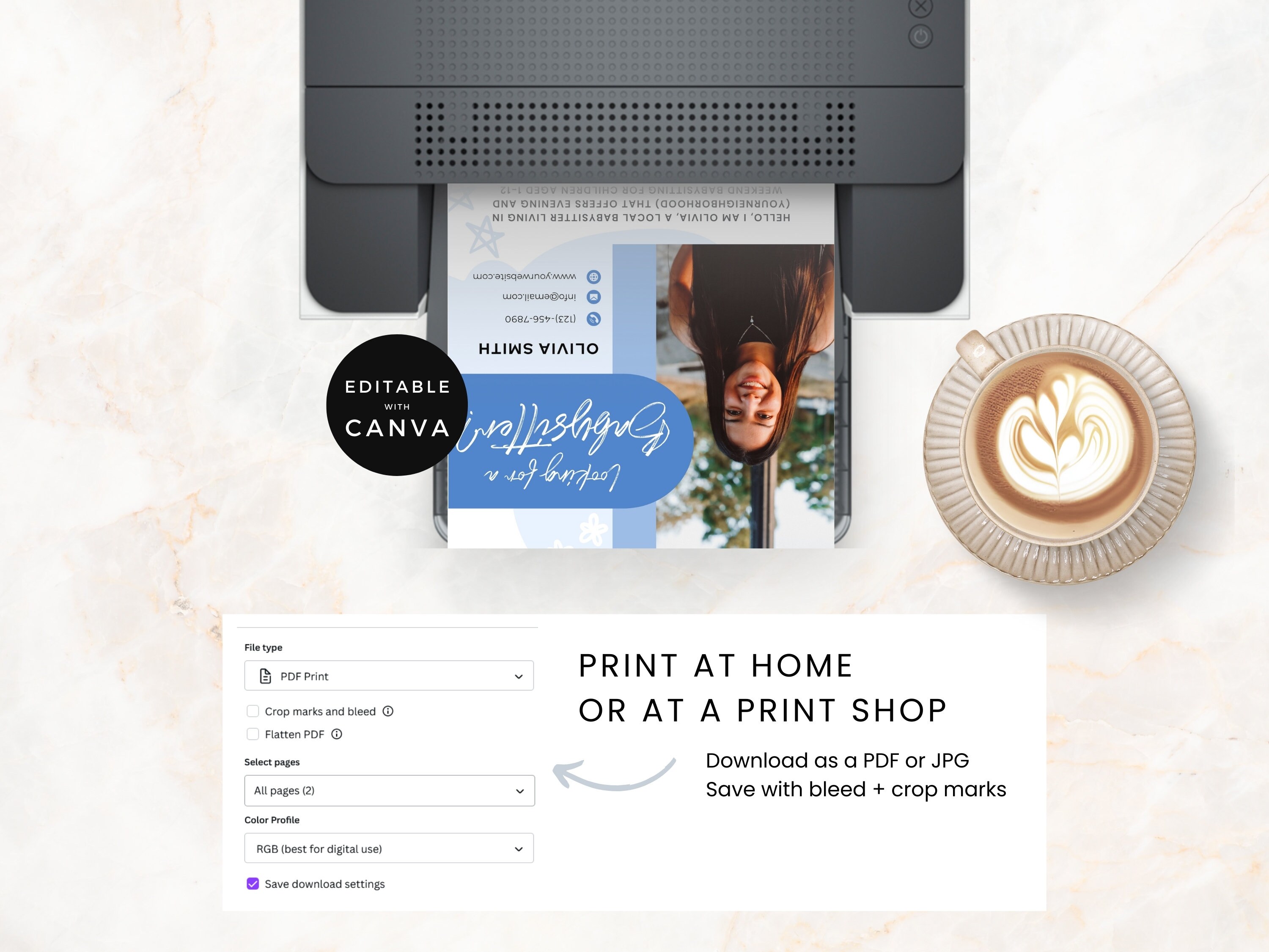 Babysitting Flyer Template, Poster for Babysitter, INSTANT DOWNLOAD, Editable Canva Template ...