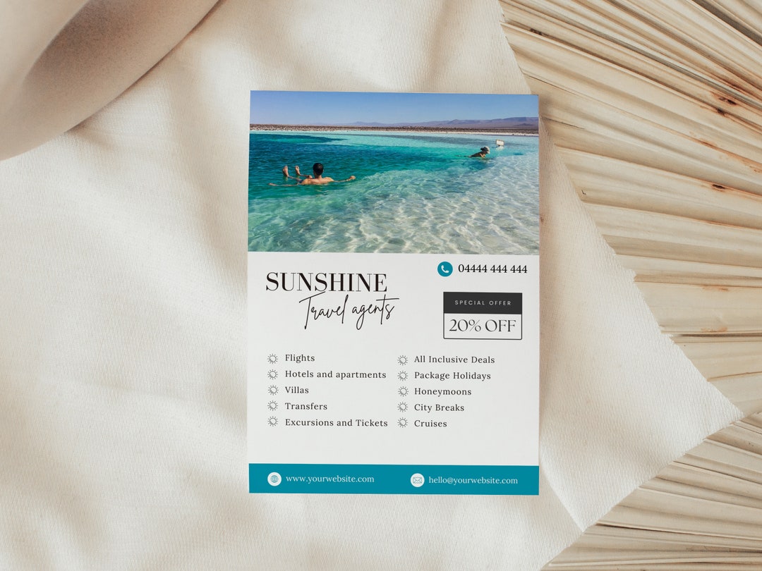 Travel Agent Flyer Template, DIY Leaflet for Travel Agent, Canva ...