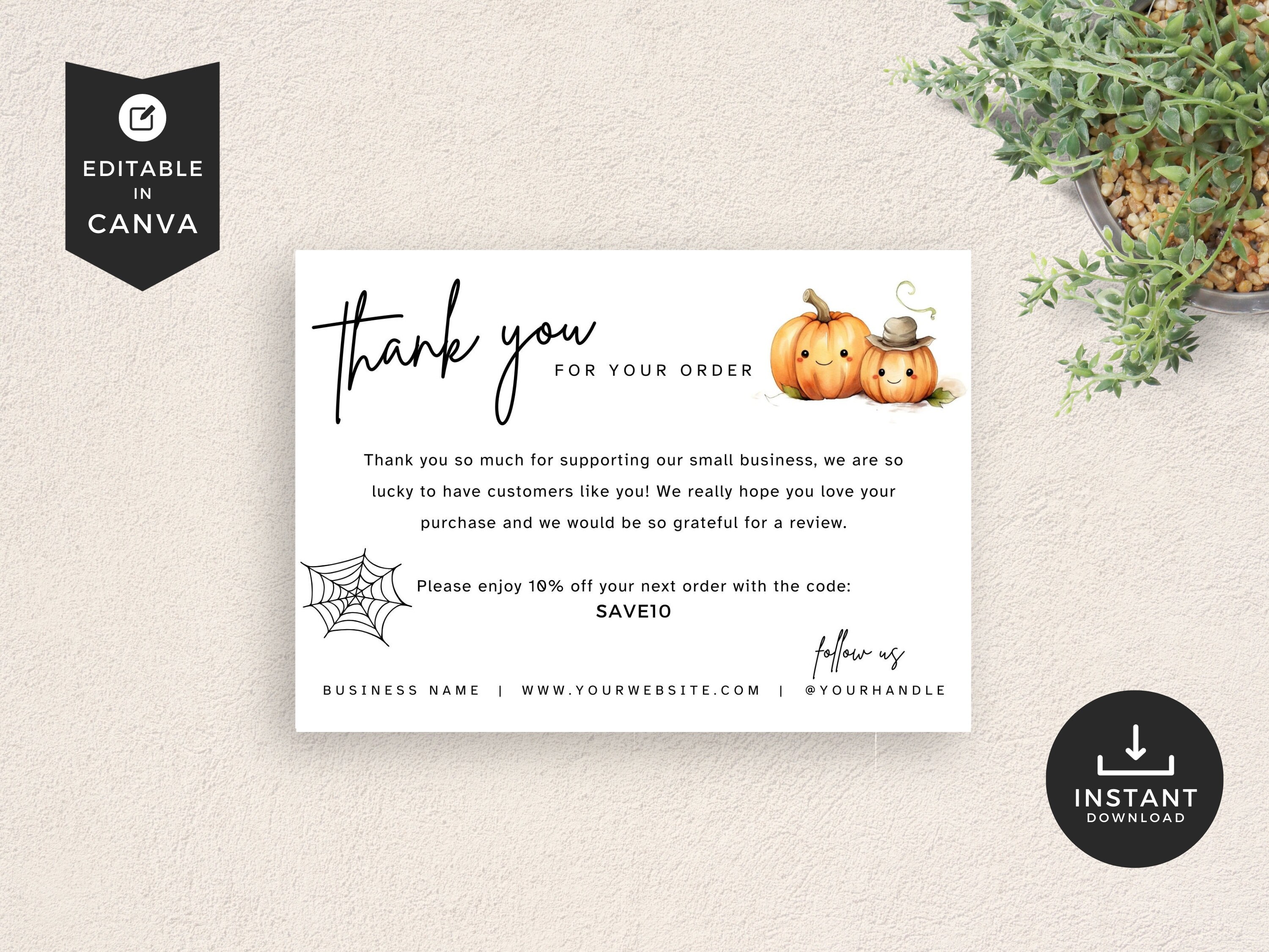 Halloween Business Thank You Card, Halloween Printable, Minimal Thanks ...