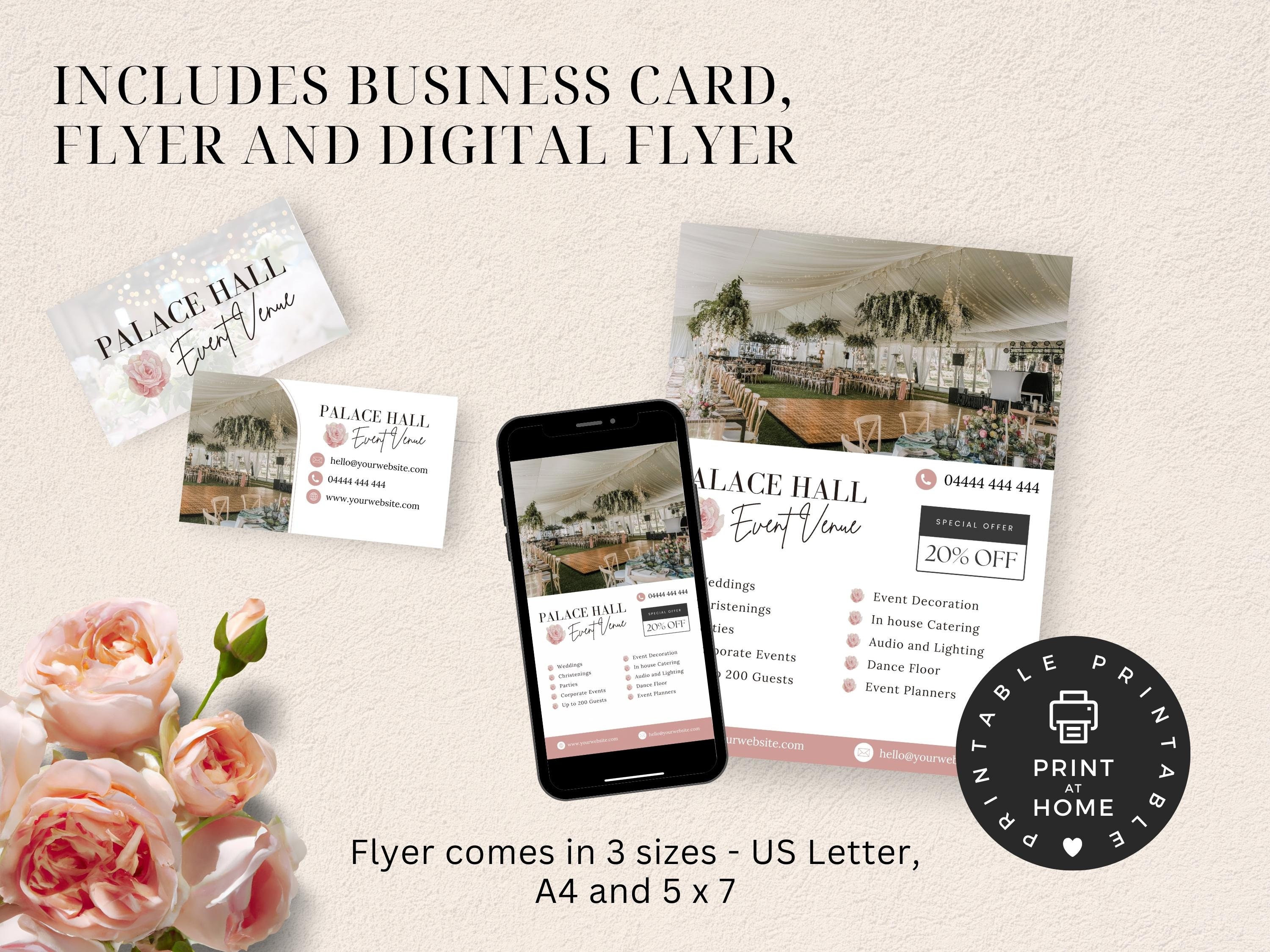 Event Venue Marketing Bundle, INSTANT DOWNLOAD, Diy Business Card ...