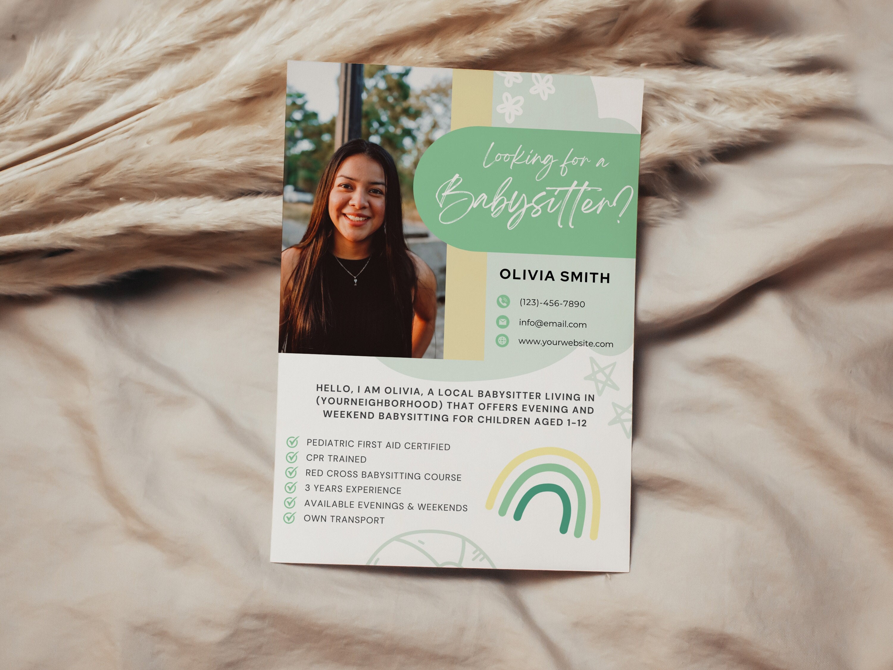 Babysitting Flyer Template, Poster for Babysitter, INSTANT DOWNLOAD ...