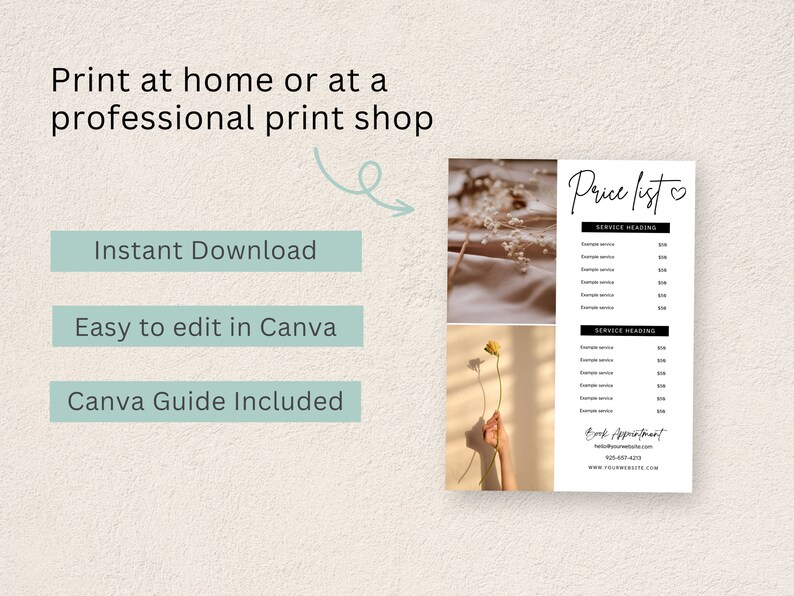 Minimalistic Price List Template, DIY Minimal Price List, Canva ...