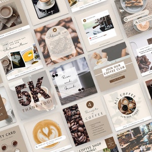 Coffee Instagram Template Posts, Social Media Posts for Coffee Shops ...